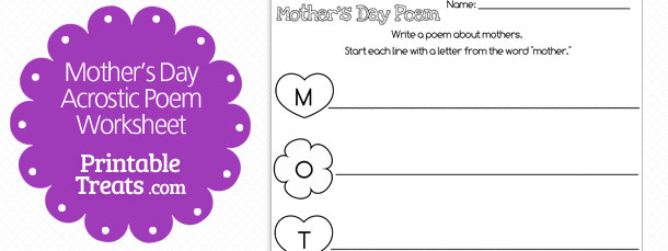 Printable Acrostic Poem for Mothers Day — Printable Treats.com